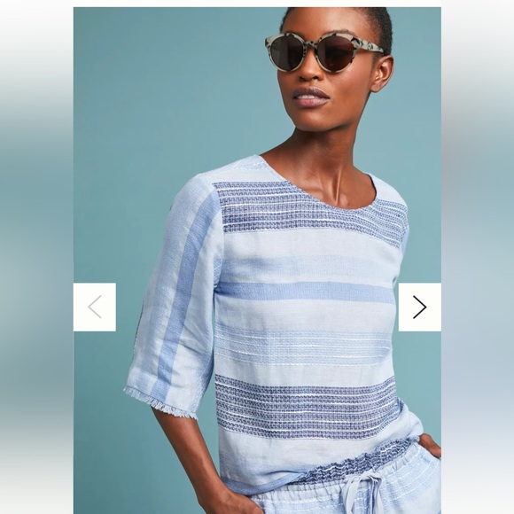 cloth & stone | Tops | Cloth Stone Textured Blue Linen Blend Top | Poshmark